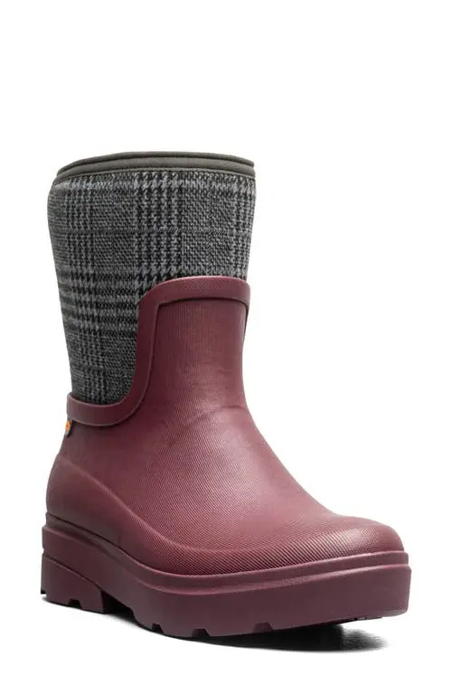 Bogs Hazel Mid Zip Waterproof Rain Boots - Dark Cherry