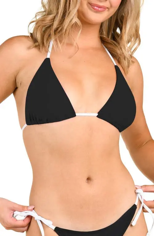 CITRUS Solid Triangle Bikini Top - Black