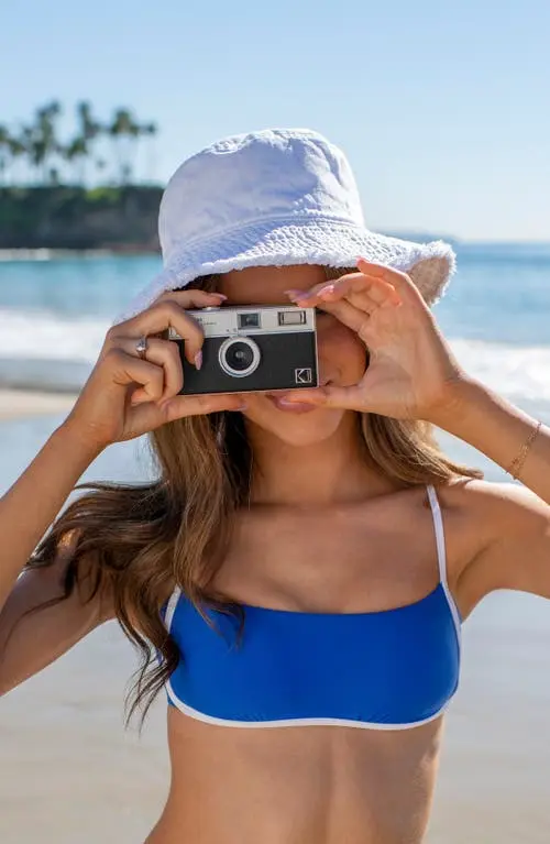CITRUS Contrast Trim Bandeau Bikini Top - Ocean