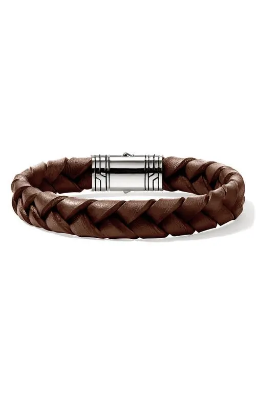 John Hardy Woven Leather And Sterling Silver Bracelet