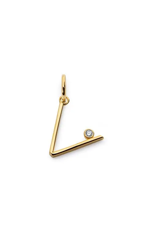 Monica Vinader Lab Grown Diamond Initial Pendant - 18k Gold Vermeil/diamond V