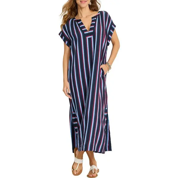 Tommy Bahama Deep Sea Stripe Caftan - Mare Navy