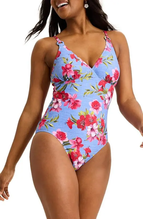 Tommy Bahama Floral One-piece Swimsuit - Blue Monday