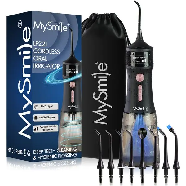 MYSMILE Lp221 Cordless Professional Water Flosser With Uvc Sterilizable - Black