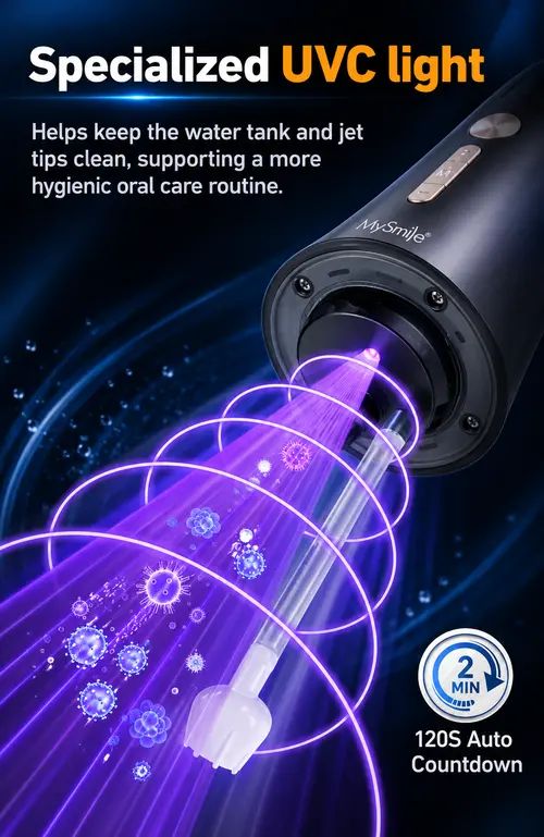 MYSMILE Lp221 Cordless Professional Water Flosser With Uvc Sterilizable - Black