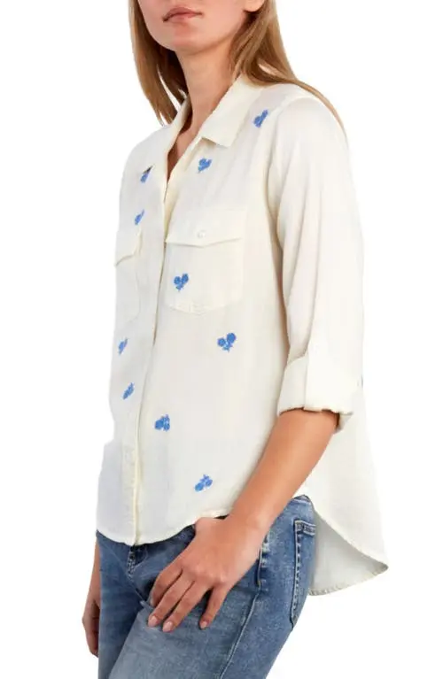 BILLY T Embroidered Button-up Shirt - White Lily