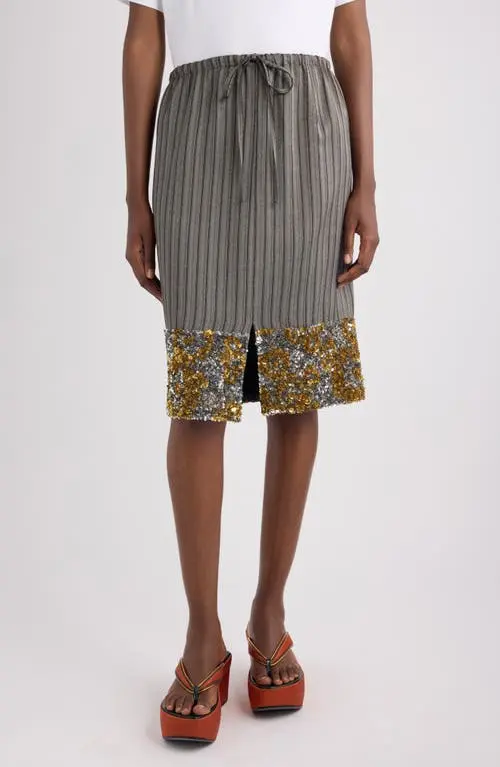 Dries Van Noten Pinstripe Sequin Skirt