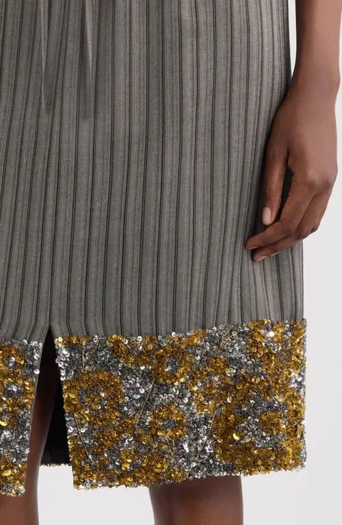 Dries Van Noten Pinstripe Sequin Skirt