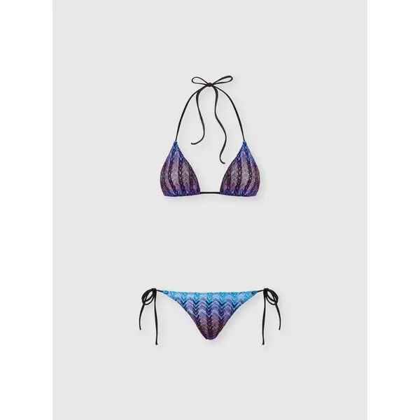 Missoni Viscose And Lamé Chevron-patterned Bikini - Blue