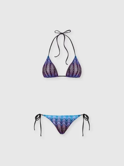 Missoni Viscose And Lamé Chevron-patterned Bikini