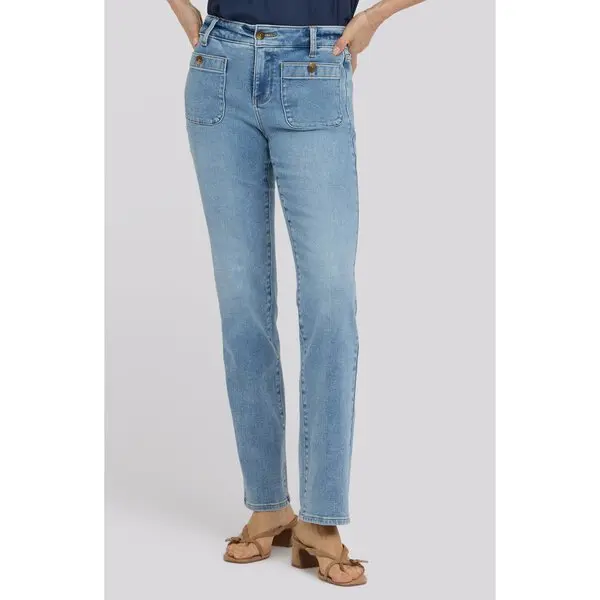 NYDJ Marilyn Straight Leg Jeans With Patch Pockets