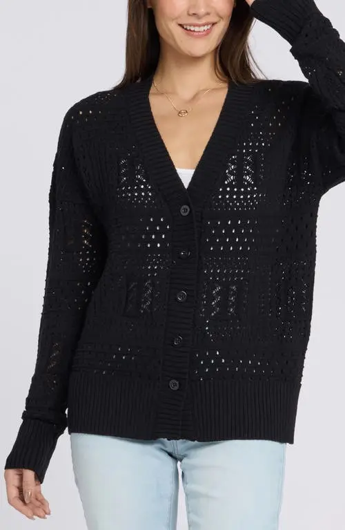 NYDJ Mixed Open Stitch Cotton Blend Cardigan