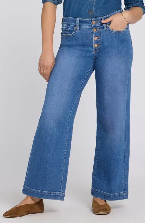 NYDJ Teresa Exposed Button Wide Leg Jeans - Blue Paradise