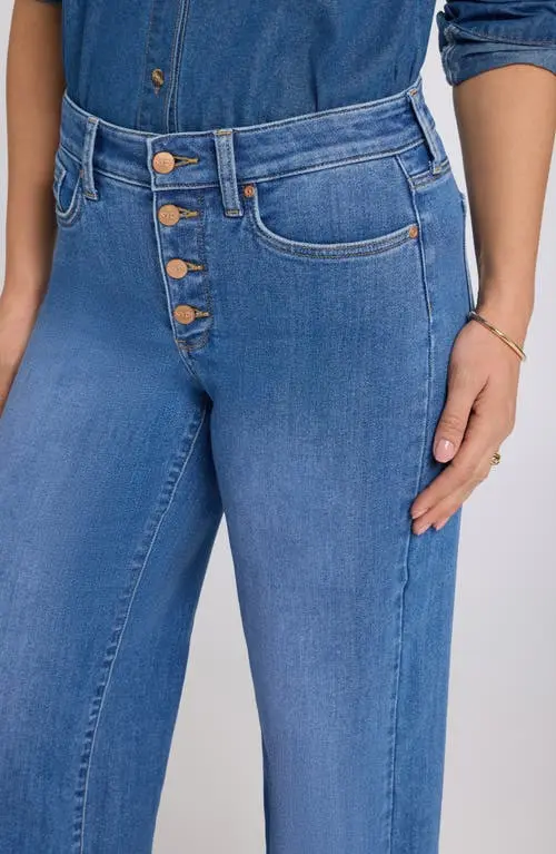 NYDJ Teresa Exposed Button Wide Leg Jeans - Blue Paradise