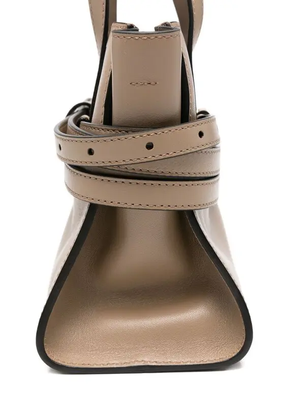 Moschino Small Leather Handbag With Buckle Strap - Beige