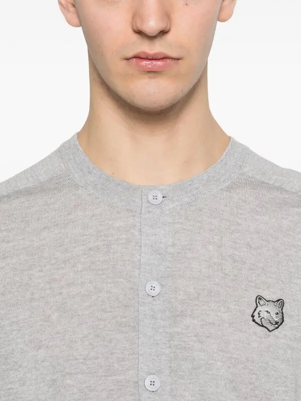 Maison Kitsuné Fox Head Wool Cardigan - Grey