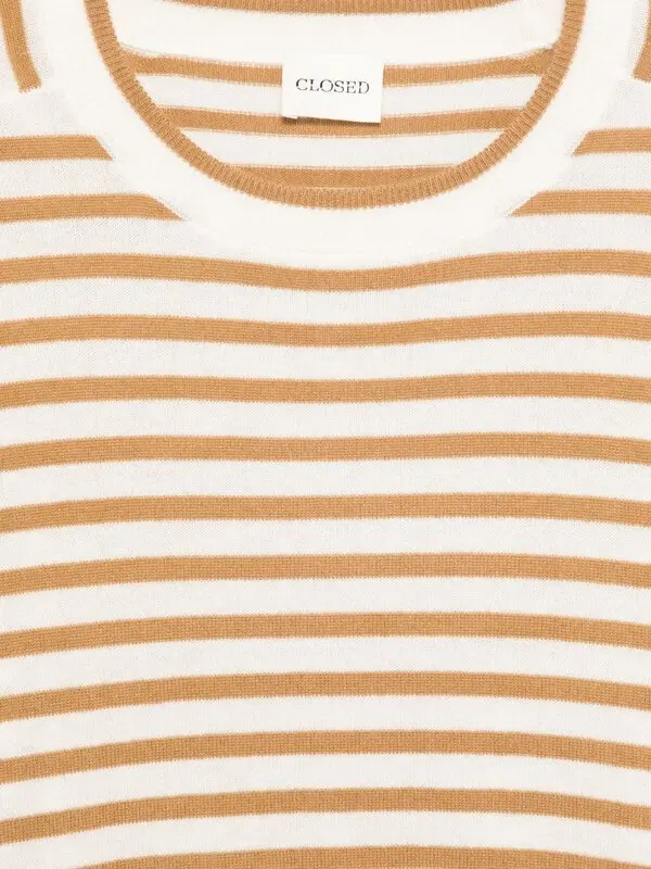 Closed Striped Cashmere Pullover - Brown