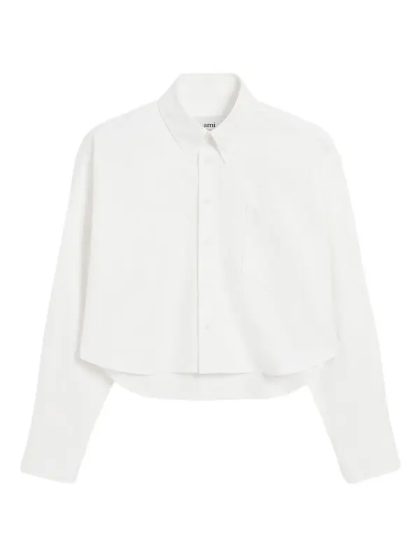 Ami Cotton Cropped Shirt - White