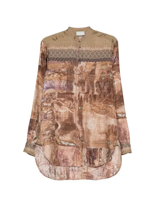 PIERRE-LOUIS MASCIA Printed Silk Shirt - Green