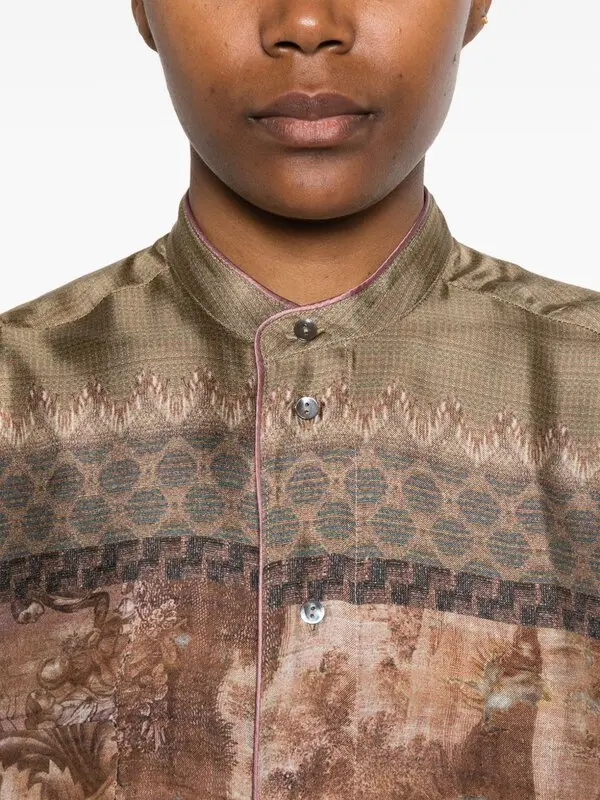 PIERRE-LOUIS MASCIA Printed Silk Shirt - Green