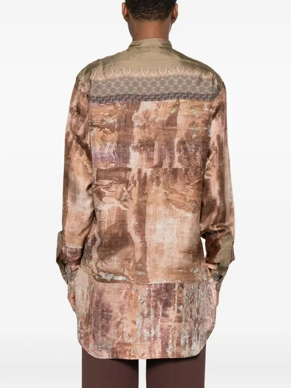 PIERRE-LOUIS MASCIA Printed Silk Shirt - Green