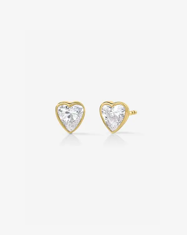 Ring Concierge Bezel Lab Diamond Heart Stud Earrings - One-color