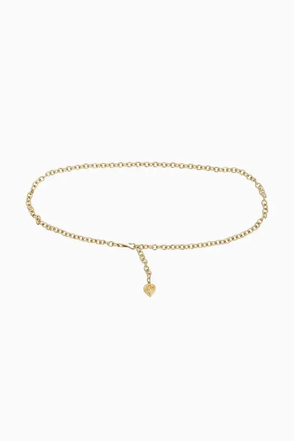 LoveShackFancy Streets Ahead Chain Heart Belt - Gold