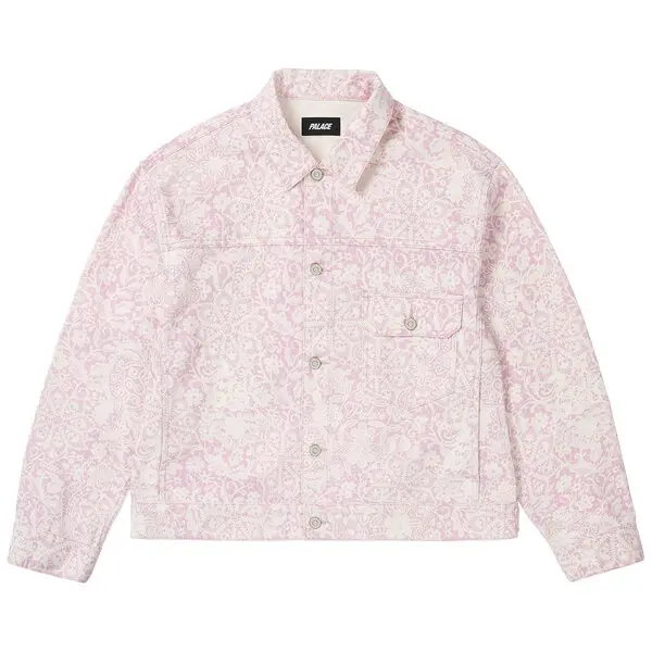 PALACE Lace Bleached Denim Jacket - Pink