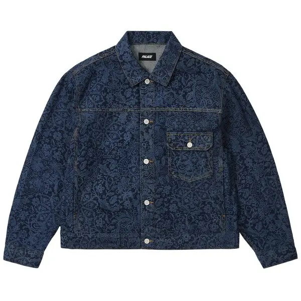 PALACE Lace Bleached Denim Jacket - Blue