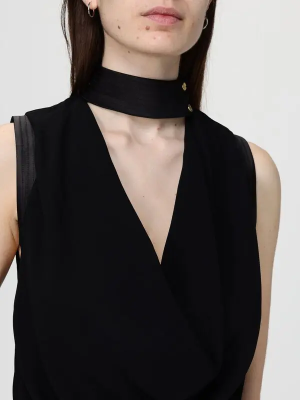 Elisabetta Franchi Sleeveless Viscose Top With High Neck - Black