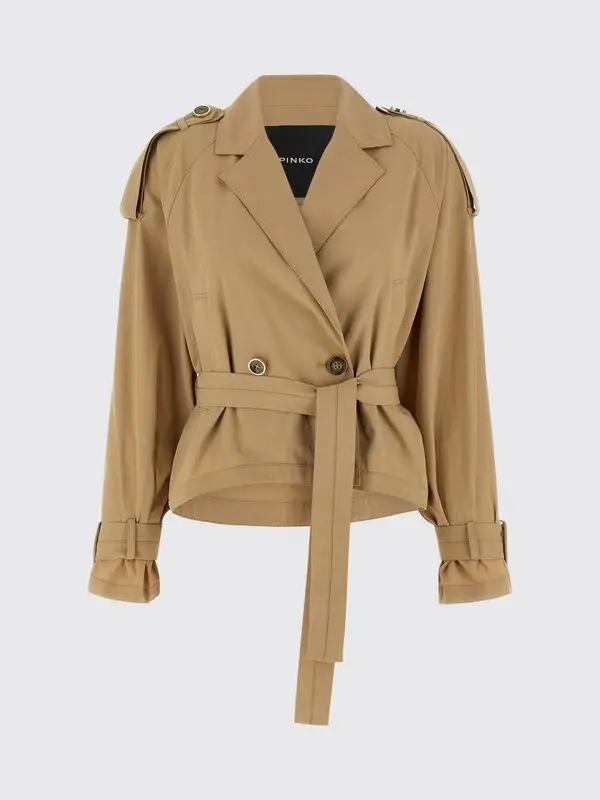 Pinko Short Double-breasted Trench Coat - Beige