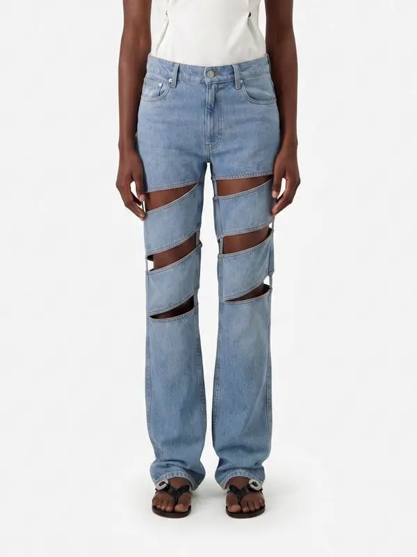 Coperni Spiral Cutout Denim Jeans - Gnawed Blue