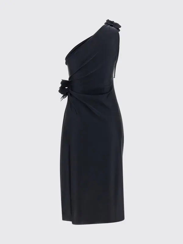 Coperni One-shoulder Midi Dress With Floral Applique