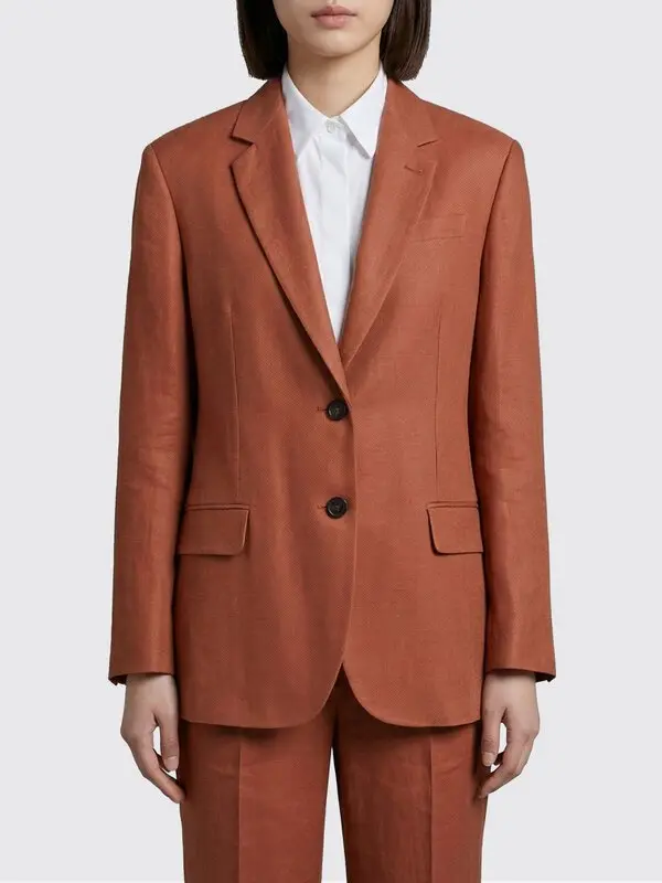 Brunello Cucinelli Linen Single-breasted Blazer - Orange