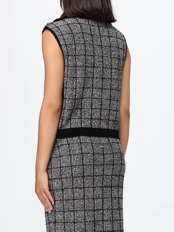 Balmain Sleeveless Knit Top With Gold-tone Buttons - Black