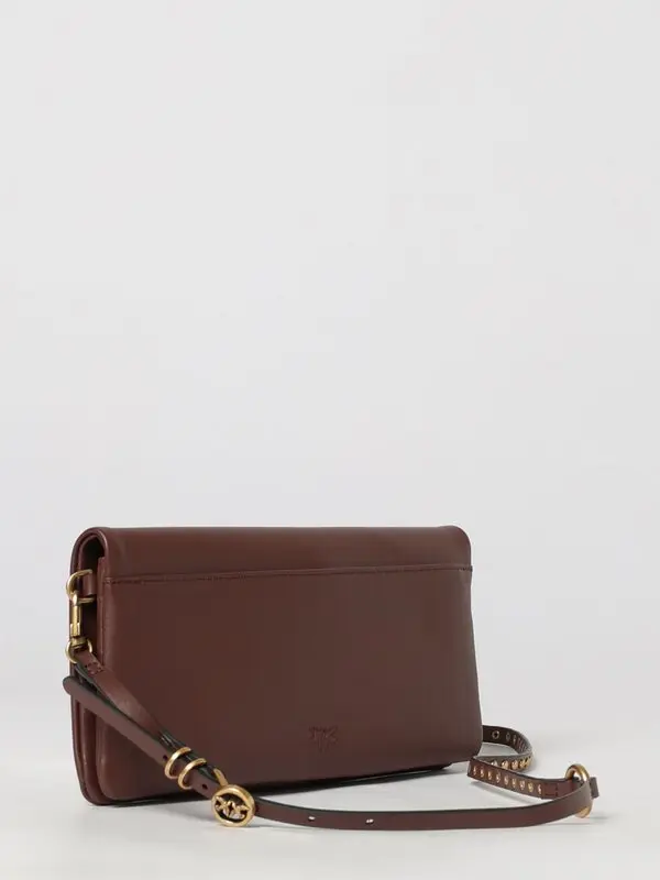 Pinko Click Soft Horizontal Classic Leather Clutch - Brown