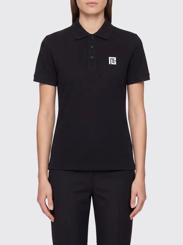 Balmain Logo Polo Shirt - Black