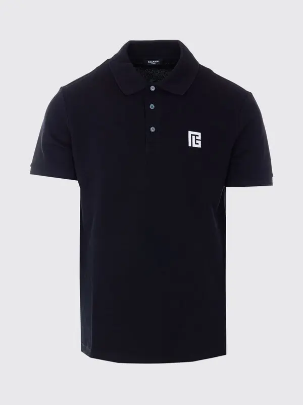 Balmain Logo Polo Shirt - Black
