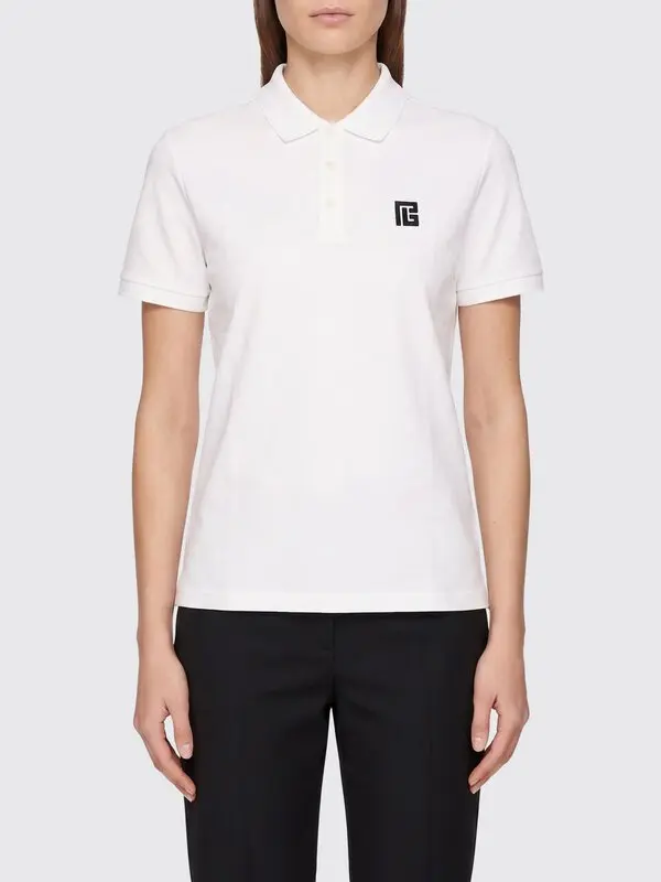 Balmain Logo Polo Shirt - White