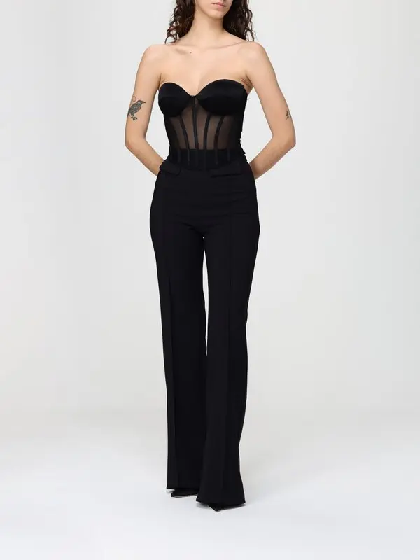 Elisabetta Franchi High-waisted Crêpe Trousers - Black