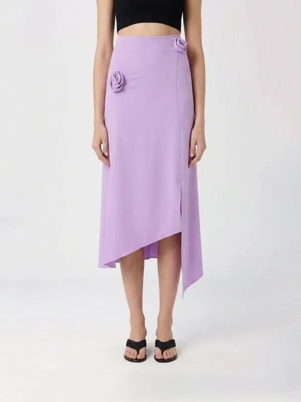 Coperni Asymmetrical Jersey Midi Skirt With Floral Embellishment - Violet