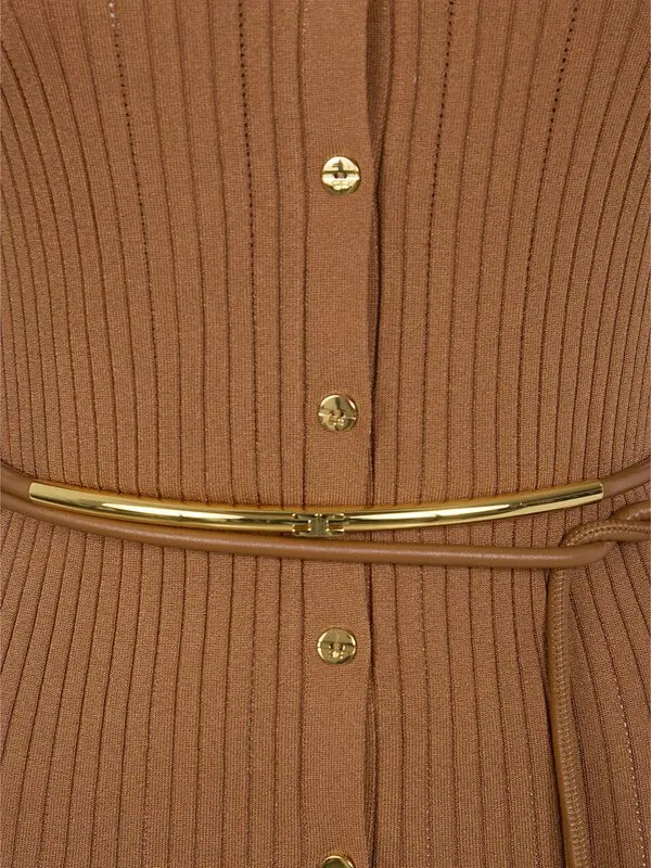 Elisabetta Franchi Ribbed Knit Midi Dress
