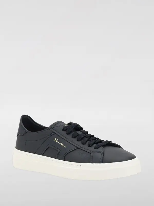 Santoni Grained Leather Lace-up Sneakers