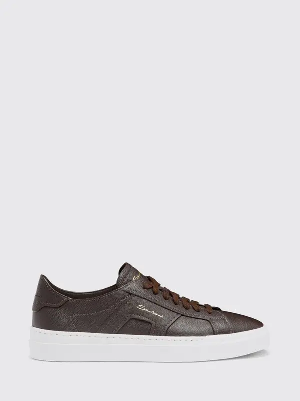 Santoni Grained Leather Lace-up Sneakers - Dark