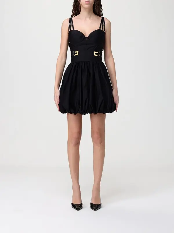 Elisabetta Franchi Asymmetric Midi Dress - Black