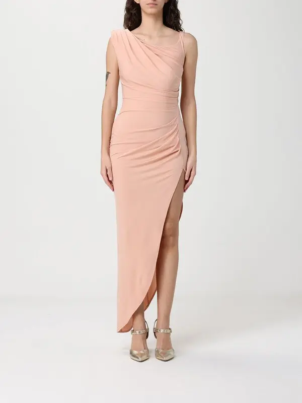 Elisabetta Franchi Asymmetric Midi Dress - Nude