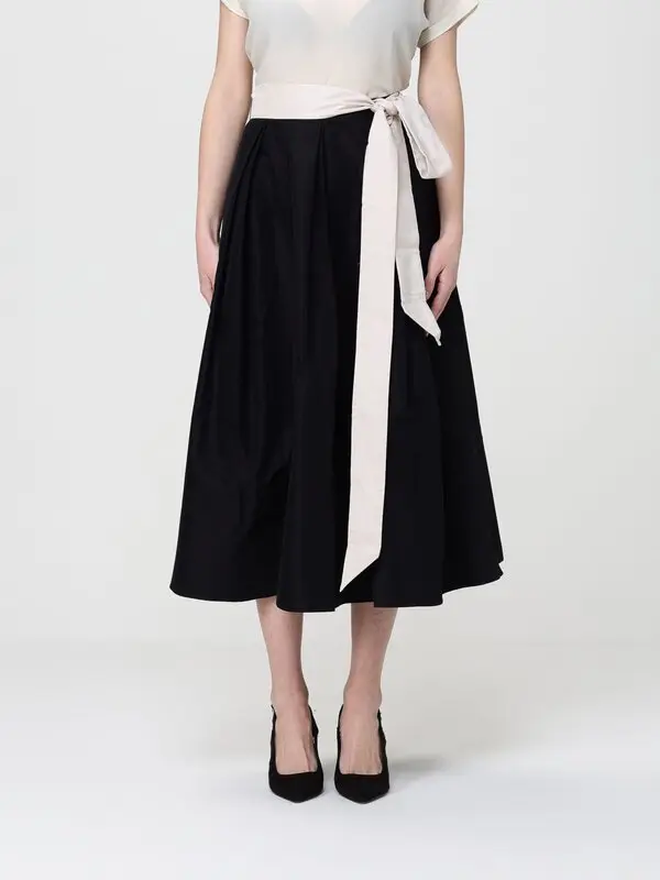 Max Mara Cotton Blend Twill Midi Skirt - Black