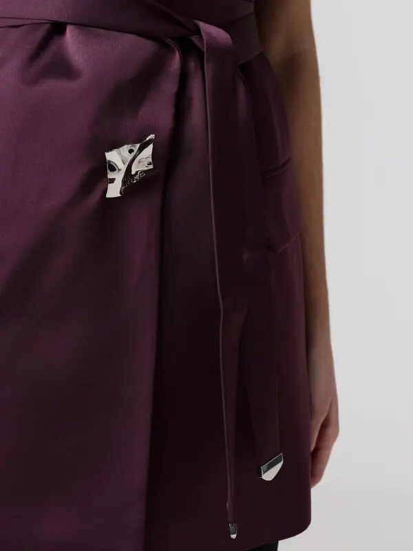 Pinko Satin Robe Vest With Jewel Embellishments - Burgundy