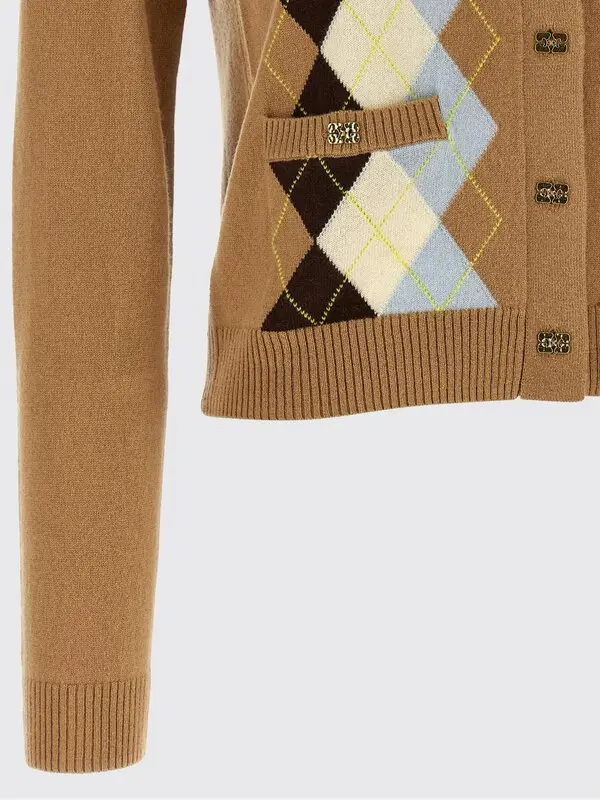 GANNI Argyle Cardigan - Beige