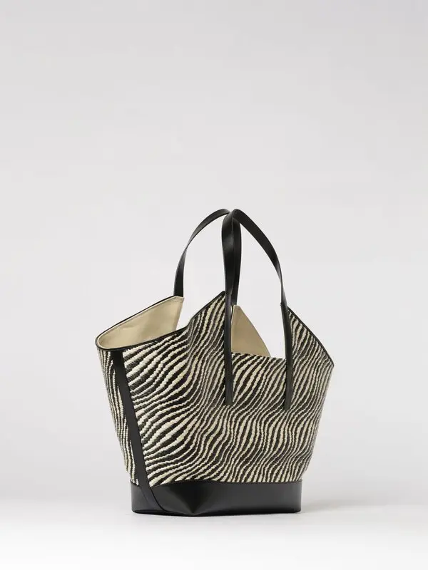 Marni Zebra Print Raffia Tote Bag - Black